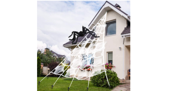 Giant Triangular 16'x15' Spider Web Plus a Fake Big Spider, Halloween ...