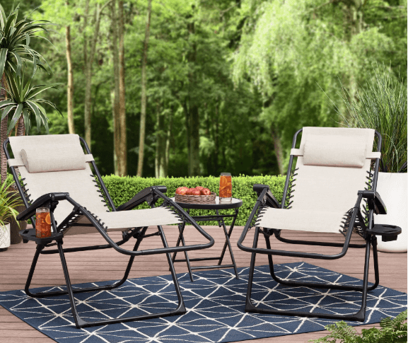 Reclining Zero-Gravity Patio Lounge Chair with Cup Holder - Couponing ...