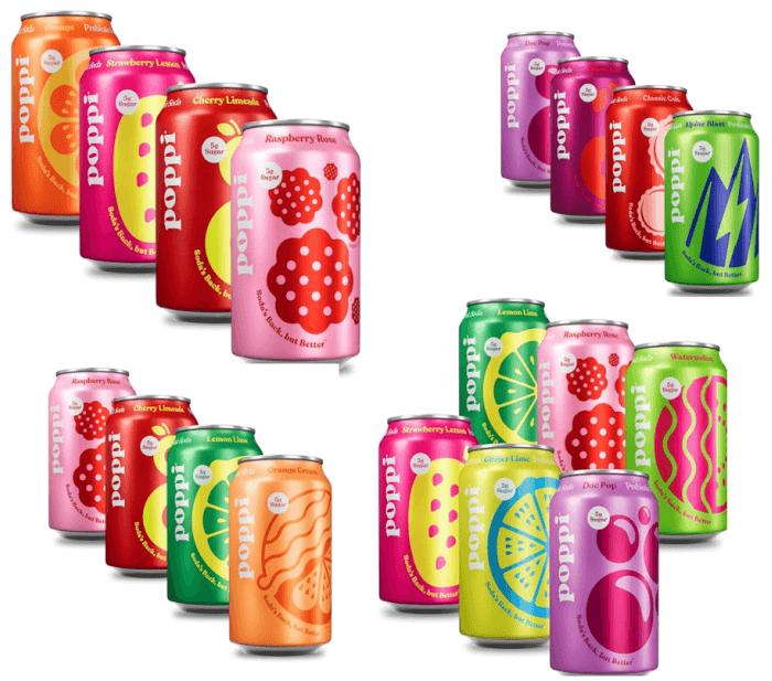 Poppi Sparkling Prebiotic Beverage Variety Packs, 12 Fl Oz, Packs of 12 ...